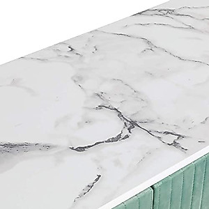 Adeco Elegant Vanity Makeup with Drawers, Storage Shelves, Makeup Organizer, 2 Drawers Makeup Vanity Desk Dressing Table (Green)