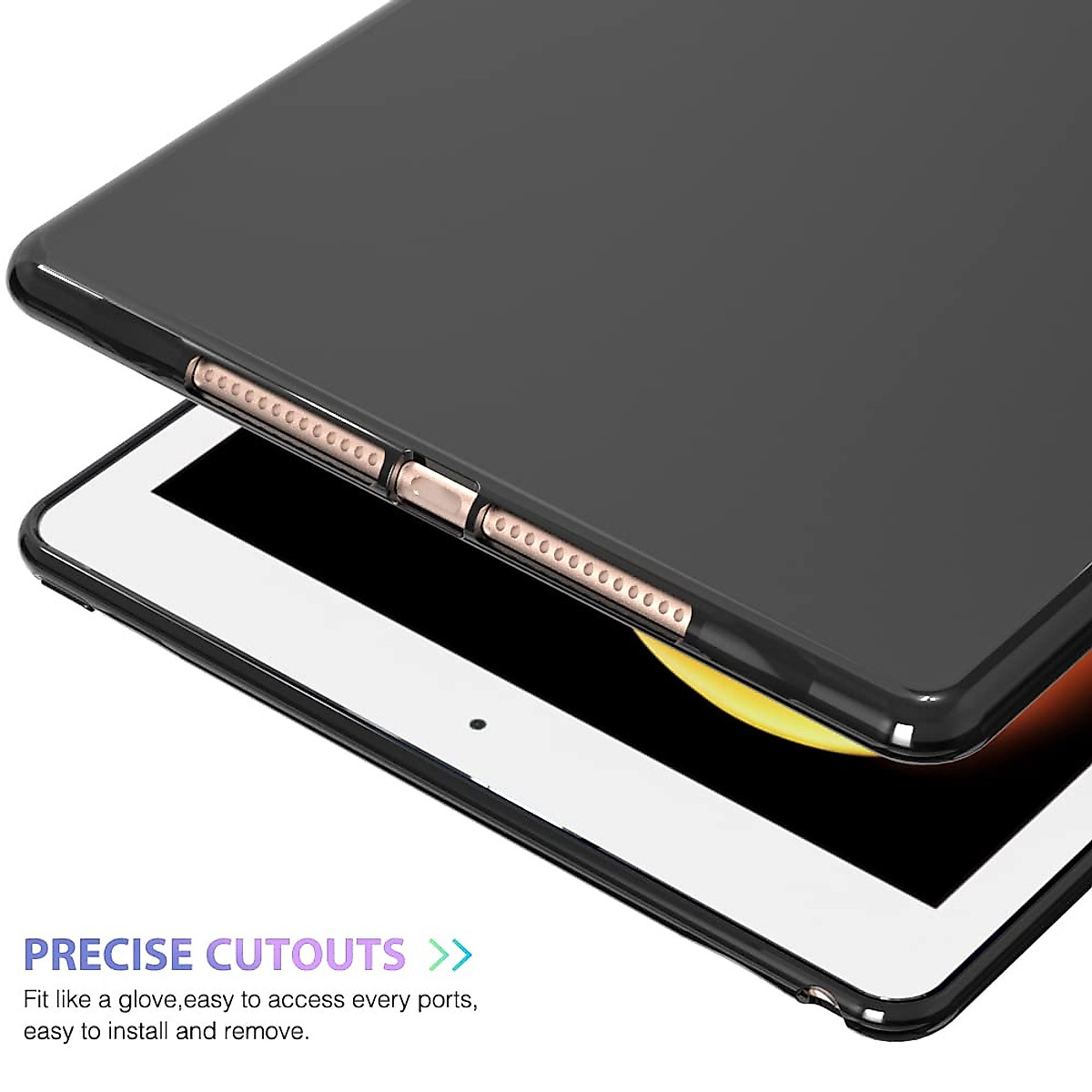 Puxicu Case for iPad 6th/5th Generation 2018&2017, Slim Design Matte TPU Rubber Soft Skin Silicone Protective Cover for iPad 9.7 Inch 2018 (6th Generation) / 2017 (5th Gen) 9.7" Tablet - Black