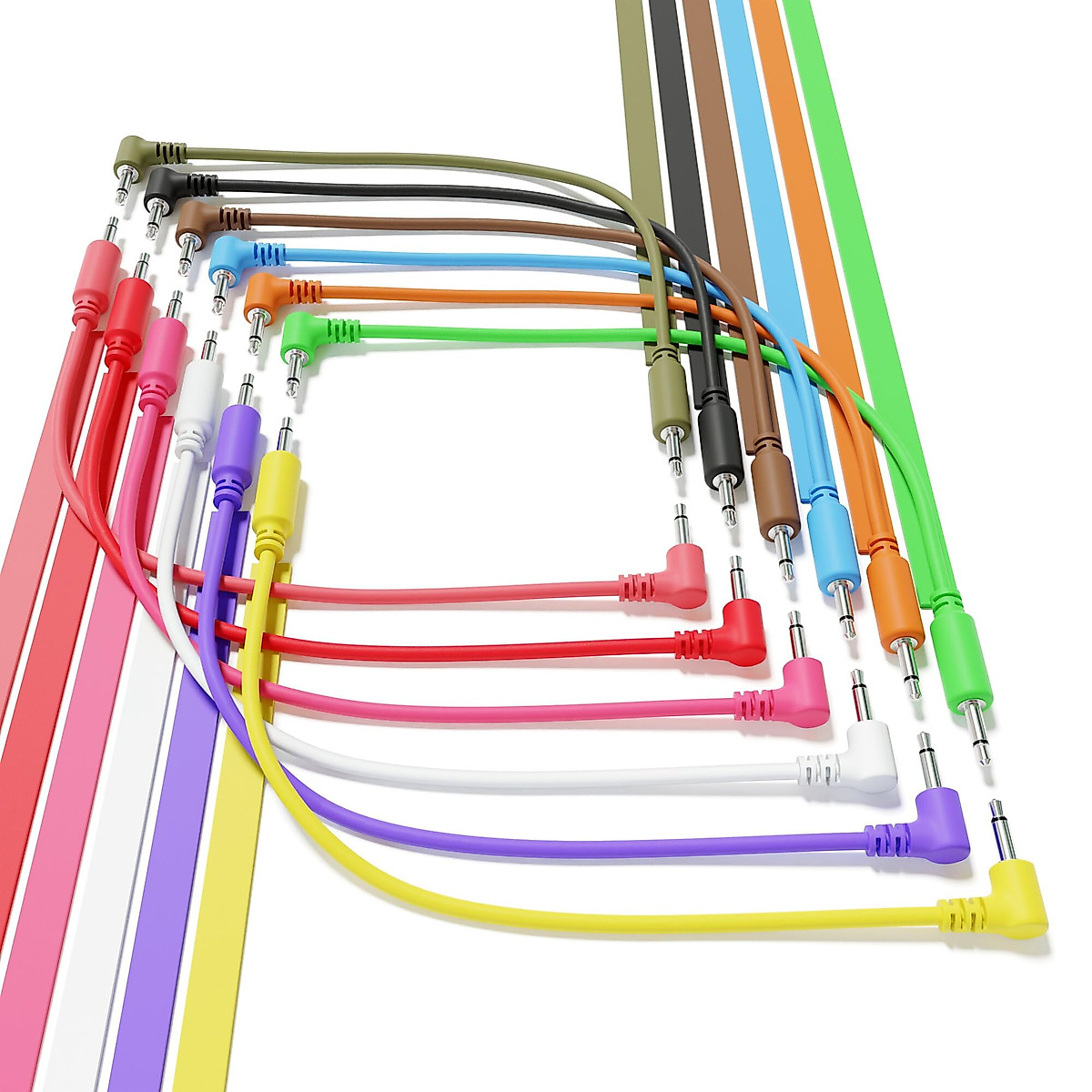 ExcelValley - Hybrid Mono Modular Patch Cables - TS 3.5mm 1/8" - Eurorack Synth Synthesizer [12-Pack | 20 cm - 7.87"]