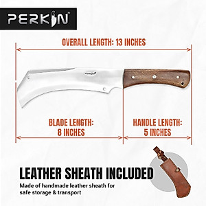 Perkin Hunting Knife - 8” Survival Knife Crafted from Razor Sharp Stainless Carbon Steel Full Tang with Walnut Wood Handle - Men's Versatile Full Tang Knife with Sheath for Survival and Camping