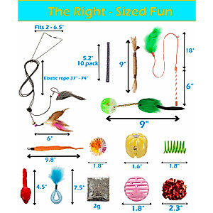 Fashion's Talk Cat Toys 50 Pcs for Indoor Cats,Interactive Door Hanging Mice Feather Toy Cat Spring Toy Cat Wand Catnip Crinkle Balls Silvervine Sticks Balls Kitten Toys Bulk