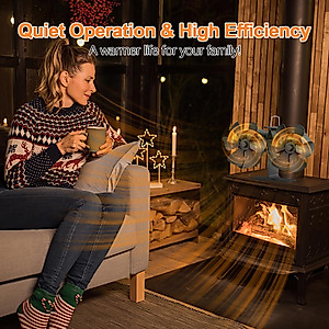 Miaton Wood Stove Fan Heat Powered Stove Fan Non Electric | Dual Motor Fireplace Fan | Thermal Fan for Wood Stove | Heat Activated Fan | Cocoon Fan | Wood Burning Stove Fans