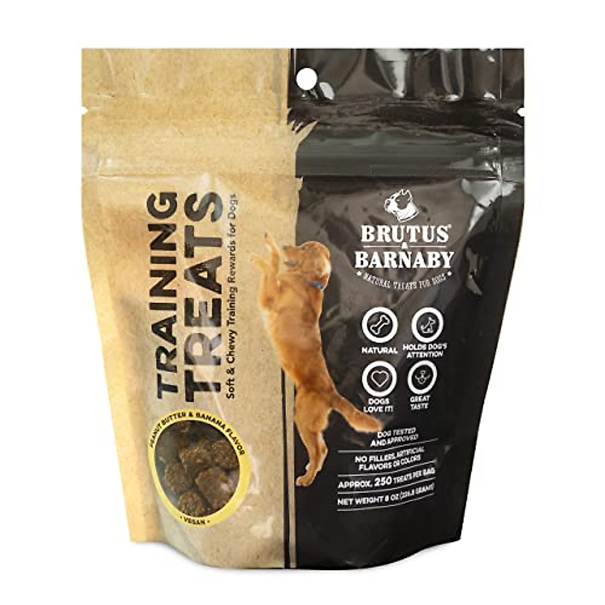 BRUTUS & BARNABY Training Treats for Dogs - Peanut Butter & Banana - All-Natural Healthy Low Calorie Vegan Treat - Great to Use for Rewards in Training Your Puppy Or Dog