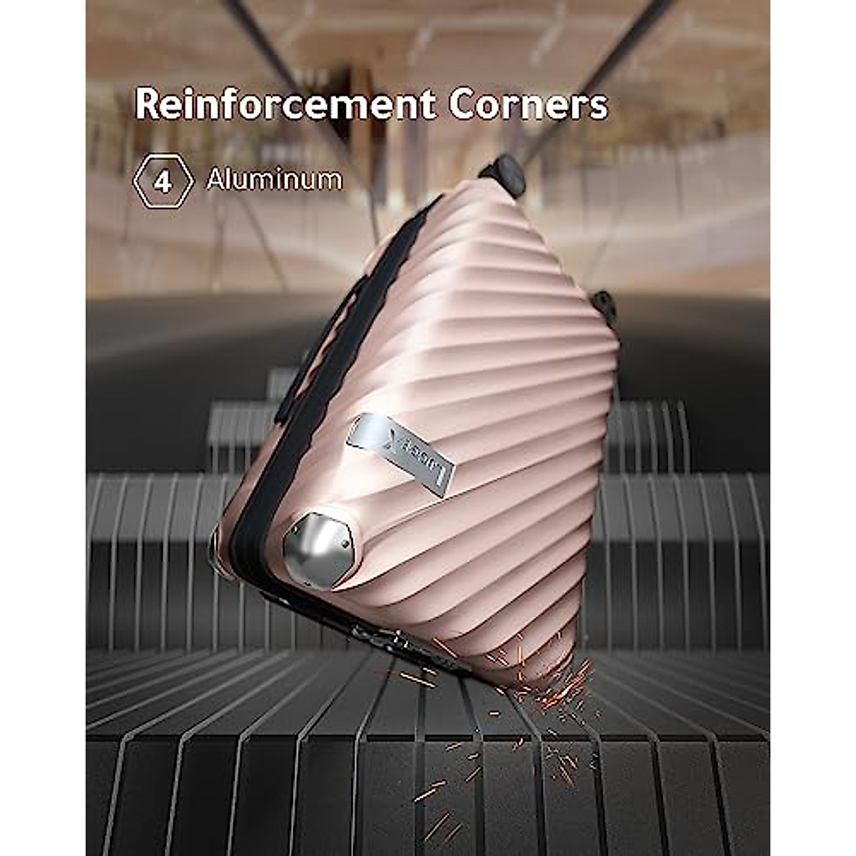 LUGGEX Pink Carry On Luggage 22x14x9 - PC Expandable Hard Shell Suitcase with Spinner Wheels