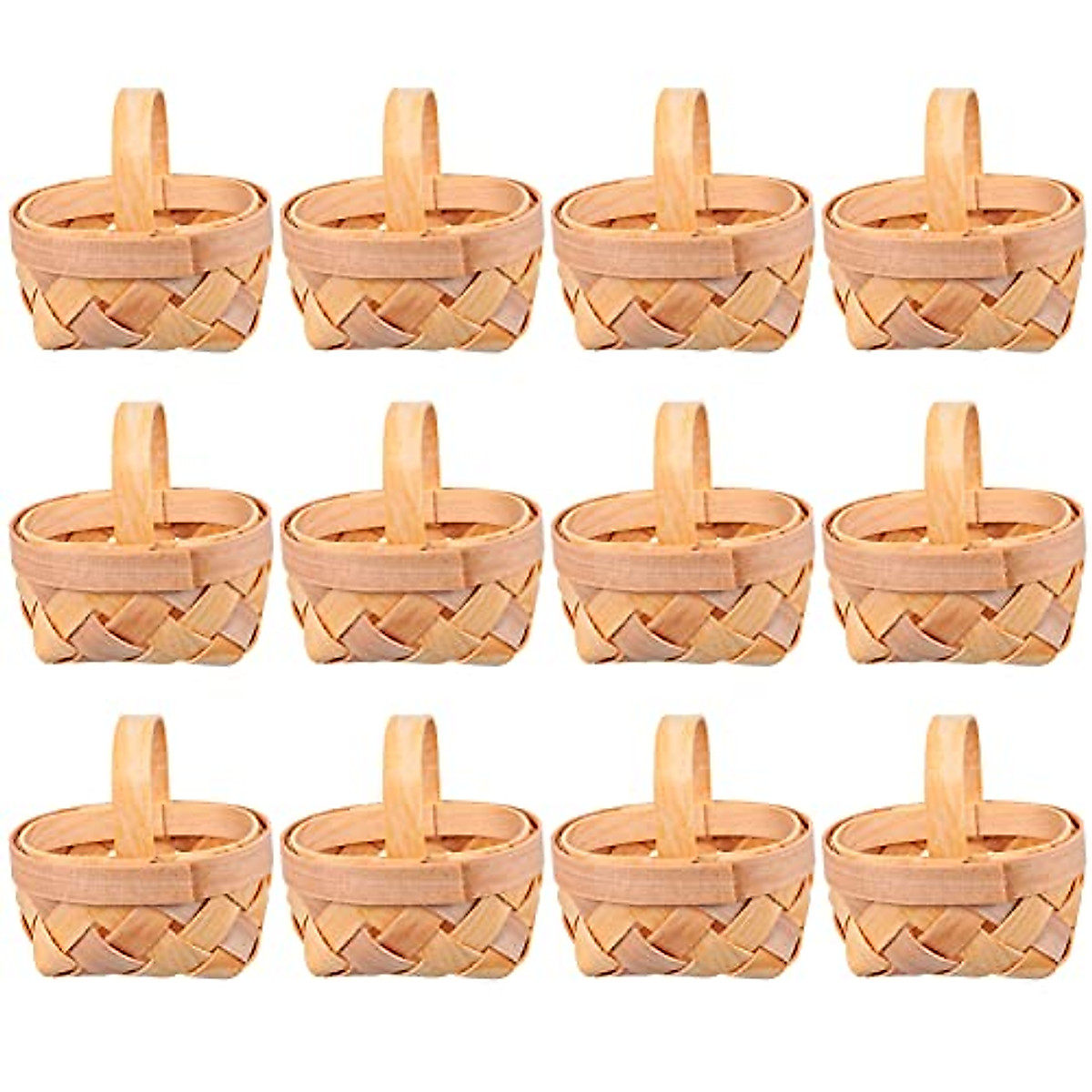 UPKOCH Woven Basket Woven Basket Wood Basket Bushel Basket 12pcs Manual Woven Baskets Wood Chip Storage Baskets Mini Baskets Ornaments Berry Basket Mini Gift Basket Mini Gift Basket Baskets Bulk