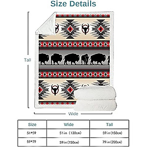 MAHOME Southwest Native American Throw , Indian Tribal Aztec Ultra Soft Cozy Blanket Geometry Pattern Travel Couch Bed Plush Blanket (51x59(130x150cm)), 51 in x 59 in (130 x 150 cm)