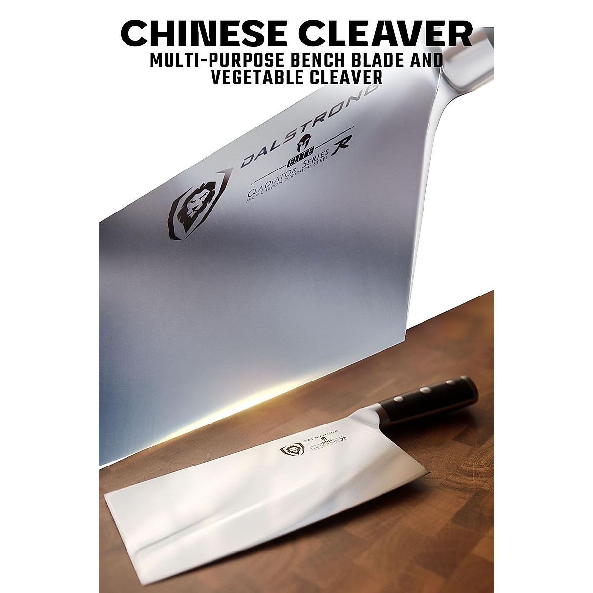 Dalstrong Chinese Cleaver Knife-9"- Gladiator Series 'R'-High Carbon Steel - Razor Sharp - Black Handle - Giftable Meat Cleaver, Vegetable Knife-w/Sheath - NSF Certified