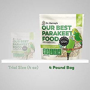 Dr. Harvey's Our Best Parakeet Food, Wholesome Seeds, Nuts, Fruits, and Vegetables Bird Feed for Budgies and Parakeets