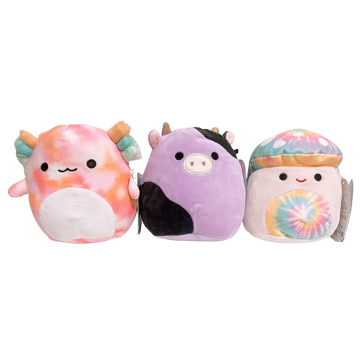 Squishmallows Set of 3 Mini 5" Alexis Cow Kervena Mushroom Aksel AXO Mini Plush Doll