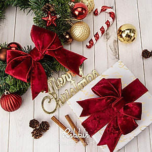 Ribbli Red Velvet Wired Ribbon 1.5 Inch Metallic Red Crushed Velvet Christmas Ribbon for Gift Wrapping Christmas Tree Decoration Crafts Wreaths Supplies-Continuous 10 Yards