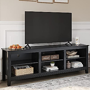 Panana TV Stand 6 Cubby Television Stands Cabinet 6 Open Media Storagefor TVs up to 80 Inches, 70 Inch (70 Inches Black)