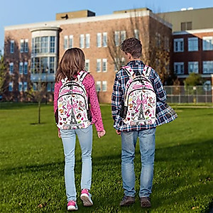 OMFUNS Paris Eiffel Tower School Backpack for Girl Boy Teen Romantic France Student Bookbag for Elementary Primary Junior School Bags College Travel Daypack Laptop Backpack for Men Women