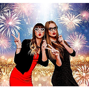 AIIKES 7X5FT Happy New Year Backdrops Bokeh Photography Backdrop Sparkling Fireworks Abstract Bokeh Halo Gold Spots Background 2024 New Years Holiday Party Decoration Photo Studio Props 12-624