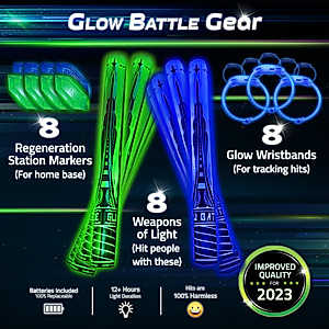 Glow Battle - Family Pack: A Thrilling, Glowing Sword Game | 2-8 Players, Age 8+ | Unique Family Games for Kids and Adults Idea | Outdoor Toys for Kids 8-12+ | Glow Games for Kids 8-12+