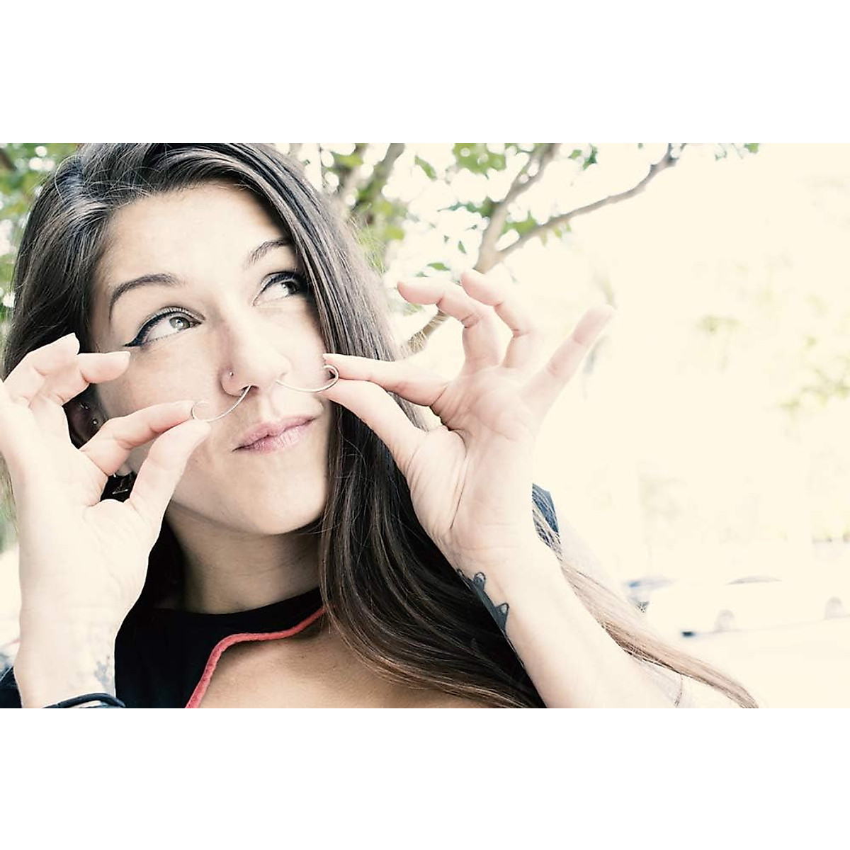 Black PVD Over 316L Surgical Steel Septum Mustache Nose Ring 16G Septum Piercing Jewelry