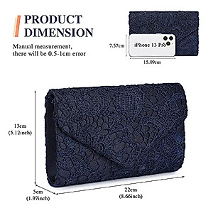 UBORSE Women's Elegant Floral Lace Envelope Clutch Evening Prom Handbag Purse Navy Blue