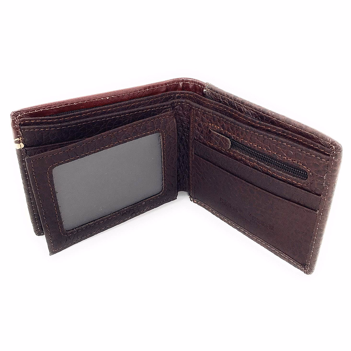 Western Genuine Leather Floral Tooled Horse Concho Mens Short Bifold Wallet in 2 colors (Coffee)