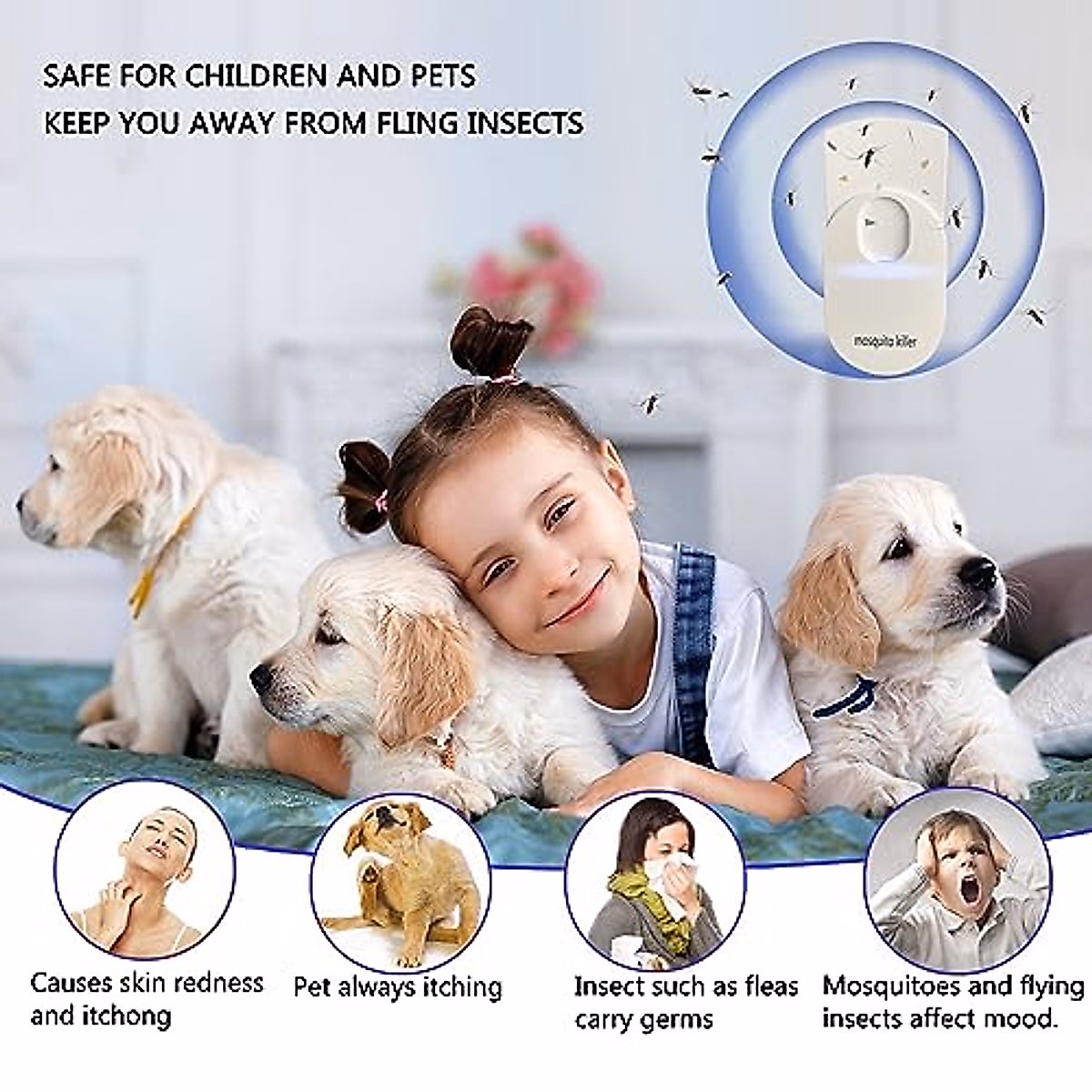 Qremove Flying Insect Trap Plug-in Fly Trap Indoor Gnat Moth Catcher Fly Tapper with Night Light Sticky Trap Boards UV Attractant Catcher for Home Office(3Packs)