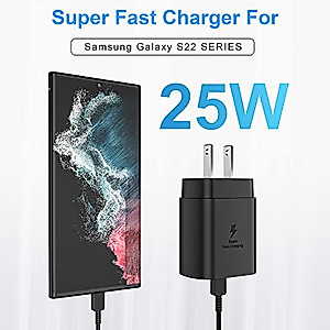 USB C Fast Charger, 25W USB C Wall Super Charger Block with 6FT Type C Charger Fast Charging Cable for Samsung Galaxy S22/S22 Ultra/S22+/S21/S21 Ultra/S20 Ultra/Note 10/Note 20, for iPad Pro 11/12.9