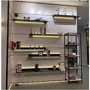 BESNUT L-Shape Illuminated Wall Shelf Built-in LED,Aluminum Alloy Display Stands,Floating Shelves Wall Mounted,Light Creative Metal Display Shelve for Home (Color : Gold, Size : 120cm/47.24in)