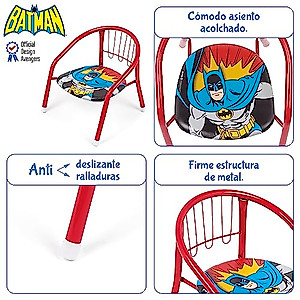 ARDITEX Batman Children's Chair, Metal Chair 35.5 x 30 x 33.5 cm Red