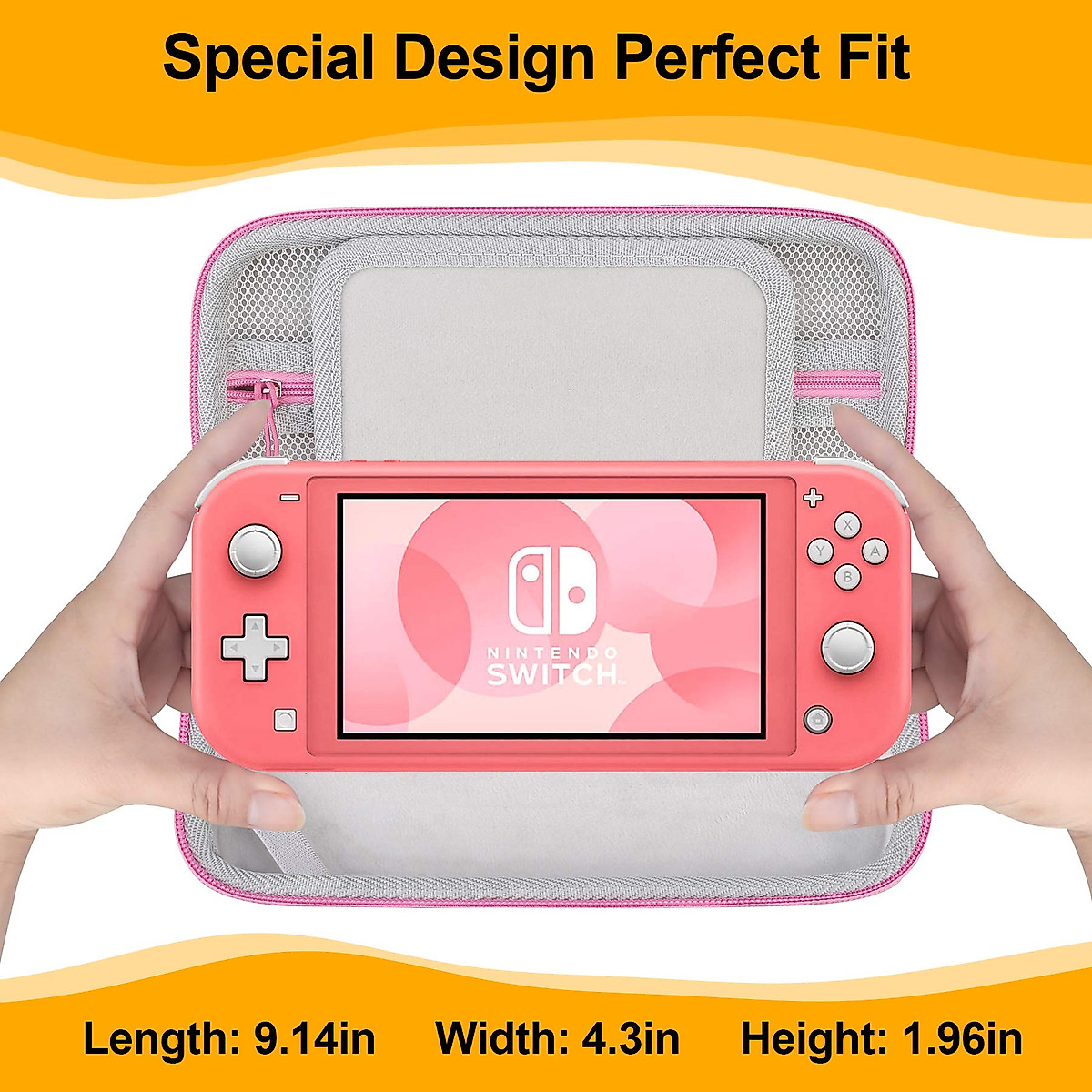 BOVKE Hard Storage Case for Blaze Evercade EXP Handheld, Extra Mesh Pocket for Evercade EXP Console Charging Cable, Cartridges and Other Accessories, Black