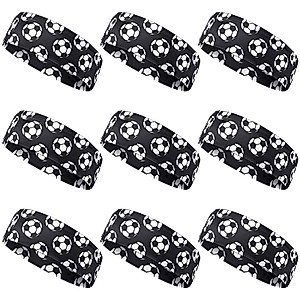 WILLBOND 9 Pieces Elastic Adjustable Soccer Headbands - Hair Accessories and Team Gifts for Boys, Girls, Teens, Women, Adults (Black)