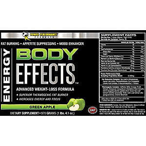 Power Performance Products Body Effects Pre Workout Supplement - Green Apple,1.25 pounds