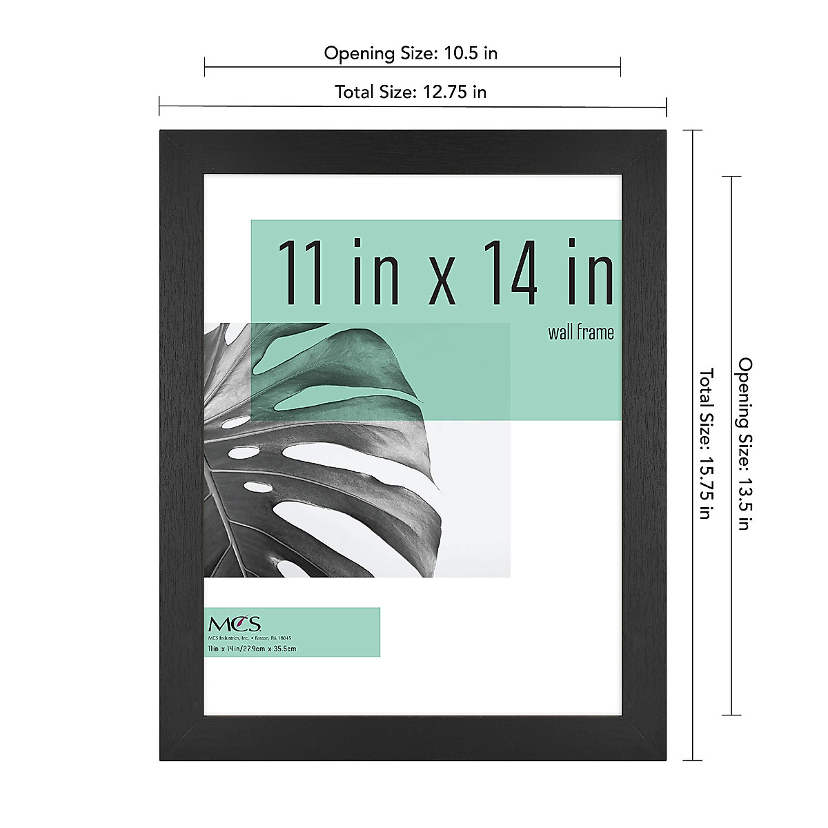 MCS Studio Gallery 11x14 Picture Frame Black Woodgrain, Rectangle Photo Frame for Photos, Posters & Art Prints (2-Pack)