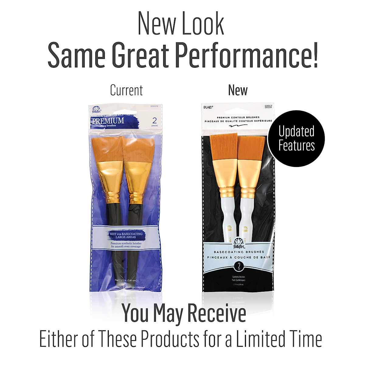 Plaid 50557E Flat Brush, (2-Piece), Gold Taklon