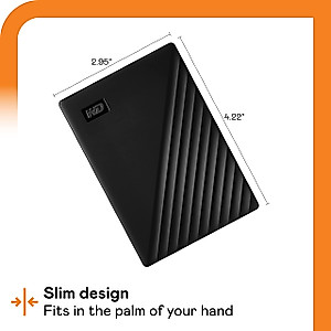 WD 1TB My Passport, Portable External Hard Drive, Black, backup software with defense against ransomware, and password protection, USB 3.1/USB 3.0 compatible - WDBYVG0010BBK-WESN