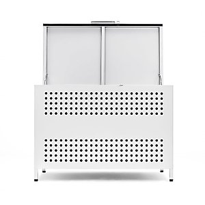 Meulbaty Outdoor Storage Box, 43 Gallon Metal Deck Box Indoor and Outdoor Use,Heavy-Duty, Lockable for Package Delivery,Gardening Tools, Sports Equipment, Grey
