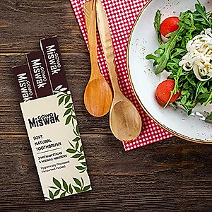 GOWO 3 Pack Miswak Sticks and Holders - Natural Teeth Whitening Kit - Natural Toothbrush - No Toothpaste Needed - Herbal Teeth Whitener and Breath Freshener - (Includes 3 Sticks and 3 Holders)
