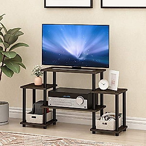Furinno Turn-N-Tube No Tools Entertainment TV Stands, Dark Brown/Black