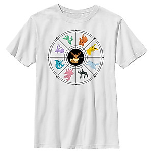 Pokemon Boys Eevee Evolution Tarot Card Short Sleeve Tee Shirt, White, Youth X-Small