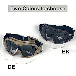 HANSTRONG GEAR Airsoft Goggles Anti Fog with Fan and Interchangeable Lens Military Shooting Safety Goggles & Glasses for Cycling Paintball Hunting Motorcycle BK