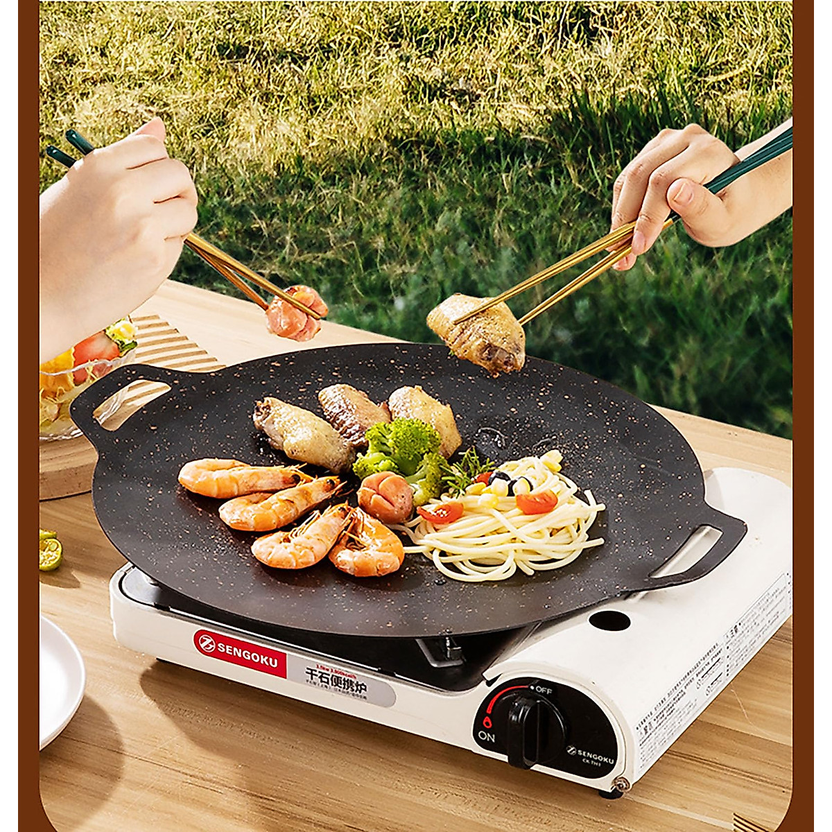 YIKANGHENG Thin Korean Grill Pan, 9 Inch Iron with Non-stick Coating Baking Tray on Heating Stove for Home, Party Travel and Outdoor (9 inch)