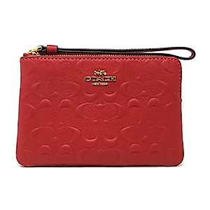 COACH Women's Corner Zip Wristlet (Embossed Leather - 1941 Red)