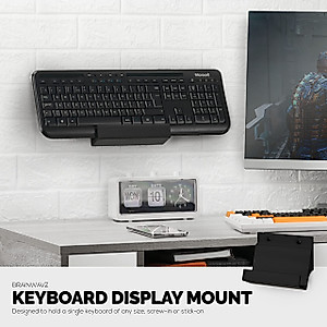 BRAINWAVZ Gaming Keyboard Stand for Wall Mounting - Adhesive or Screw Mount Installation - Stylish and Space Saving Solution for Gamers, Home & Office (KBW01)