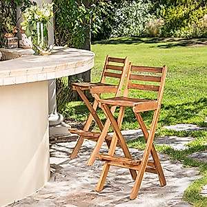 Christopher Knight Home Tundra Outdoor Foldable Wood Barstool Set, 2-Pcs Set, Natural