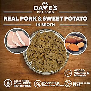 Dave's Pet Food Grain Free Wet Dog Food (Pork & Sweet Potato in Broth), Made in Canada Naturally Healthy Canned Dog Food, Added Vitamins & Minerals, Wheat & Gluten-Free, 13.2 oz (Case of 12)