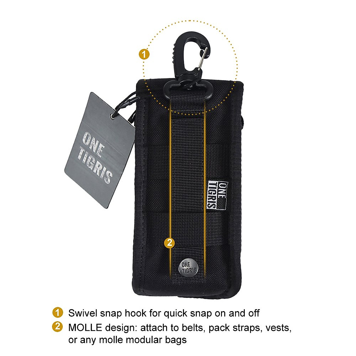 OneTigris MOLLE Eyeglasses Case with Buckle Hard Shell Sunglasses Storage Box 1000D Nylon (Black)