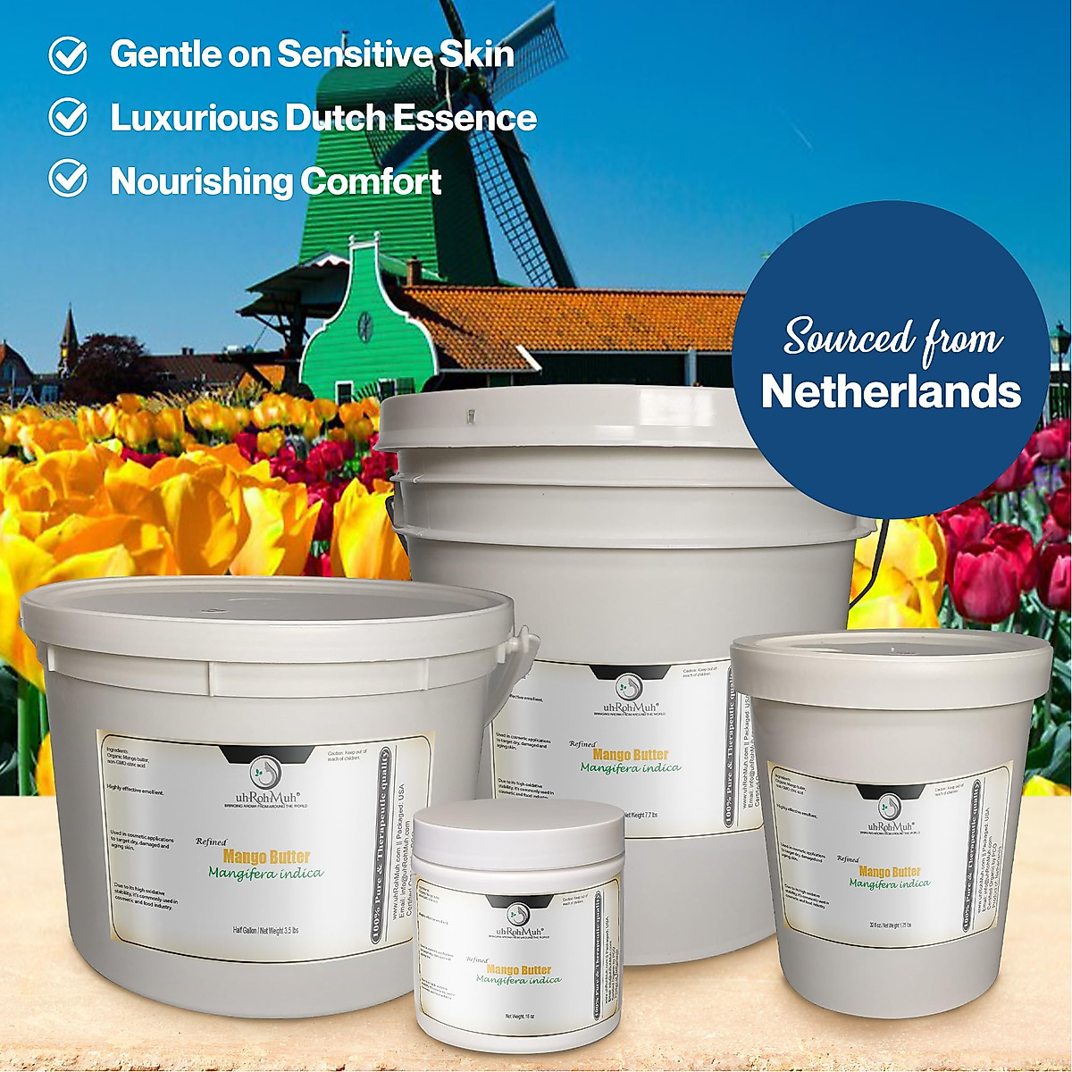 uh*Roh*Muh Premium Refined Mango Butter - Skincare and Hair Care Essential for Silky Smooth Hydration | DIY Beauty Essential Body Butter, Your Ultimate Dry Skin Solution 32 oz(Net Wt.:0.8 kg/1.5 lb)