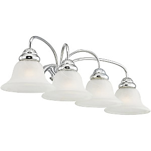 Modern and Sleek 30.5 Inch 4-Light Polished Chrome Bathroom Vanity Light Fixture with Elegant White Alabaster Glass Shade – Illuminate Your Space with Style!