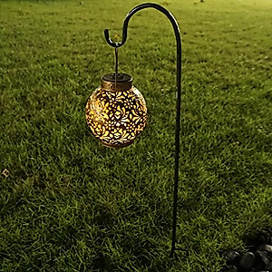 EXCMARK 2 Pack Shepherd Hook 31 inch 1/2 inch Thick Use at Weddings, Hanging Solar Lights, Lanterns, Bird Feeders, Metal Hanger Hook (Black, 31 inch)