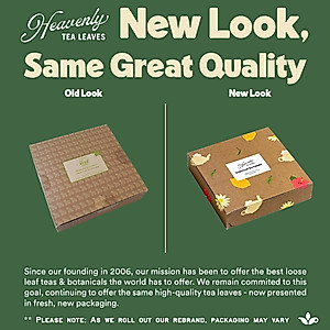 Heavenly Tea Leaves Organic Loose Leaf Herbal Tea Sampler (Approx. 90 Cups of Tea), 9 Naturally Caffeine-Free Tisanes - Great Hot or Iced, Gifts for Her, Health & Immune Support