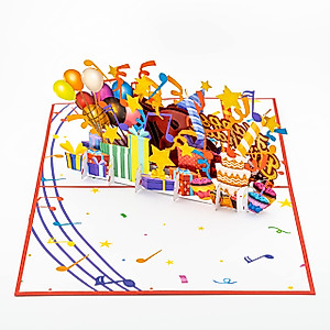 iGifts And Cards Happy 81st Red Birthday 3D Pop Up Greeting Card – Awesome 81 Birthday Card For Woman, Man, Happy Eighty One Birthday Gift For Mom, Dad, Best Wife, Husband Unique Present, 5" X 7"