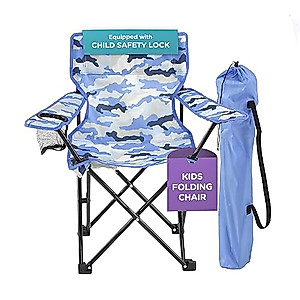 Emily Rose Kids Toddler Beach Chair | Outdoor Folding Chair for Boys and Girls with Child Safety Lock, Cup Holder and Carry Case | Sturdy, Portable, and Fun Seating for Beach, Camping, and Picnics