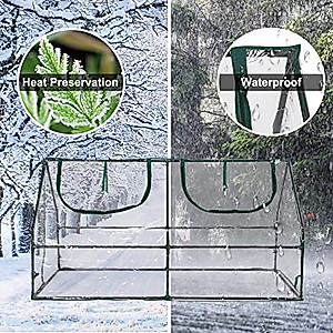 Portable Mini Greenhouse for Outdoors , 6.0' x 3.0' x 3.0' Small Greenhouse for Indoor Outdoor, Mini Clear Green house with PE Cover and Roll-Up Zipper Door for Winter Seedling, Flowers, Plant Growing