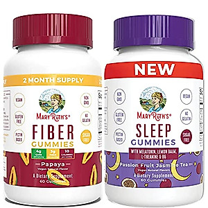Fiber Gummies for Adults & Melatonin Gummies Bundle by MaryRuth's | Fiber Supplement with Prebiotics | Gut Health & Digestion Support | Sleep Gummies with L Theanine | Relaxation & Sleep Support.